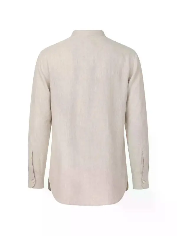 Eleventy Linen Stand-up Collar Shirt