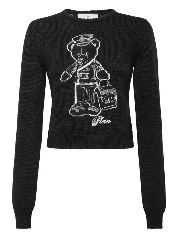 Philipp Plein Teddy Embroidered Crew-neck Sweater - Black