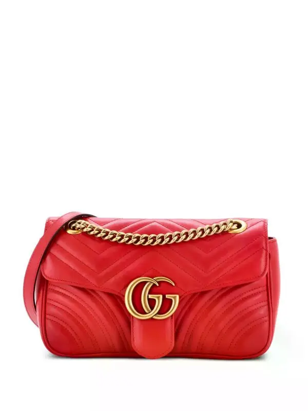Gucci Matelassé Leather Small Flap Crossbody Bag - Red