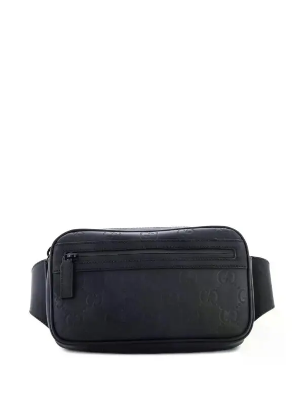 Gucci Gg Rubber Effect Leather Belt Bag - Black