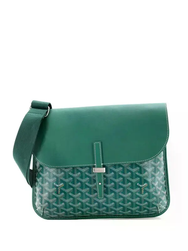 Goyard Coursier Messenger Bag In Coated Canvas And Leather - Green