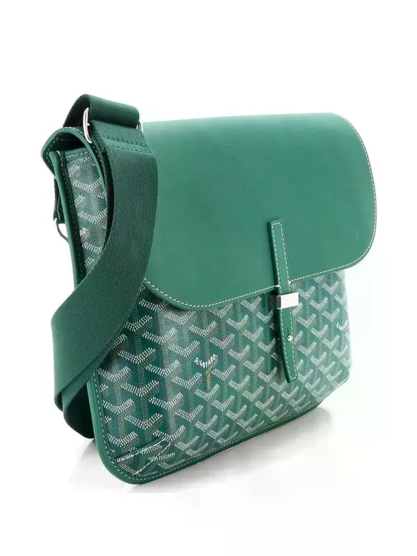 Goyard Coursier Messenger Bag In Coated Canvas And Leather - Green