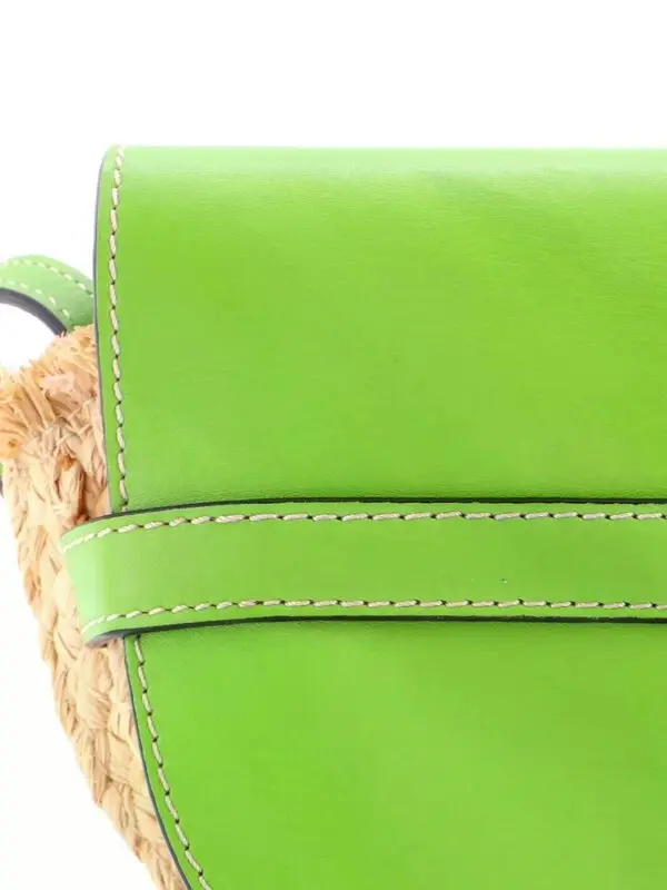 Loewe Gate Leather Shoulder Bag With Raffia