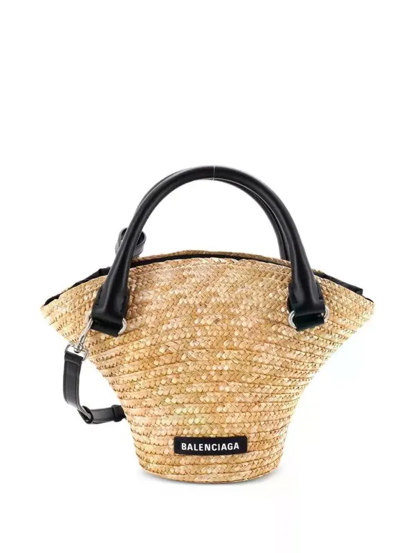 Balenciaga Woven Raffia Small Tote Bag