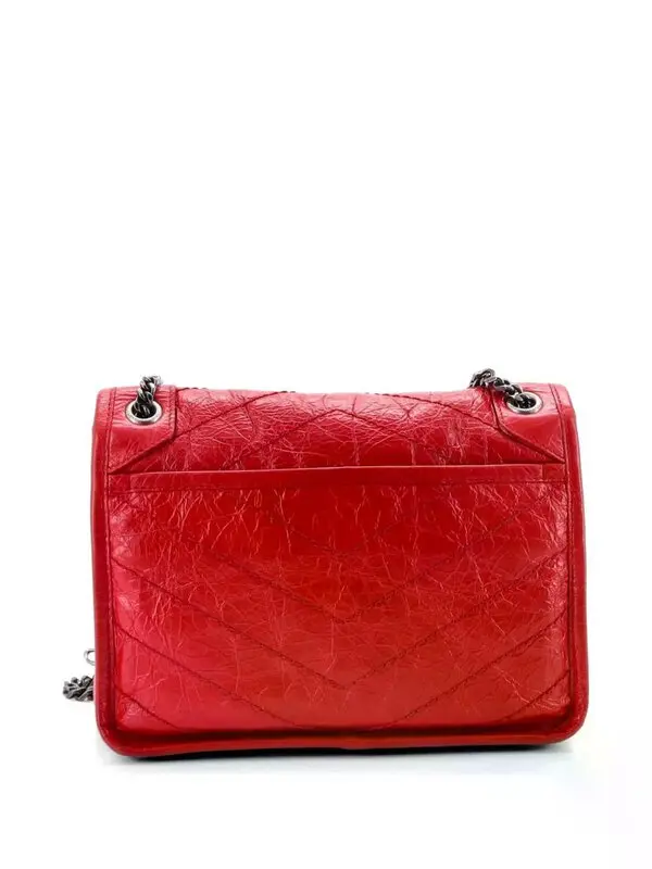 Saint Laurent Niki Chain Flap Bag Matelasse Chevron Leather Baby Shoulder Bag - Red