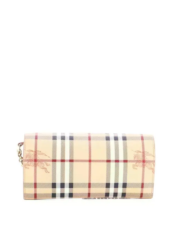 Burberry Haymarket Coated Canvas Henley Wallet On Chain Crossbody Bag - Brown
