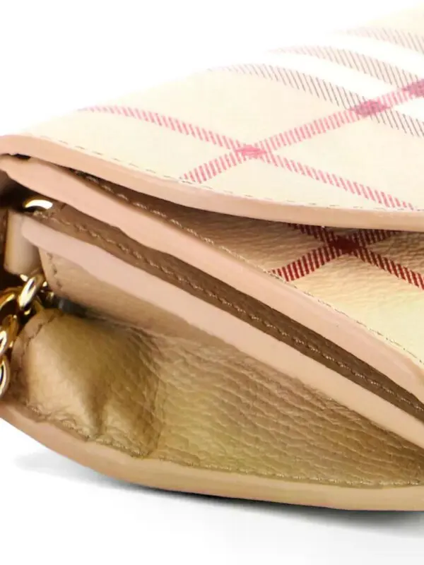 Burberry Haymarket Coated Canvas Henley Wallet On Chain Crossbody Bag - Brown
