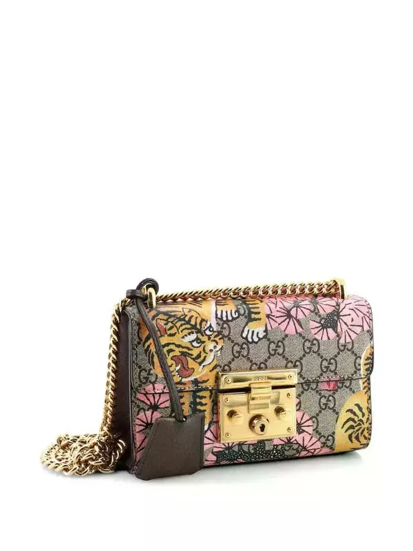 Gucci Padlock Bengal Print Gg Coated Canvas Small Shoulder Bag