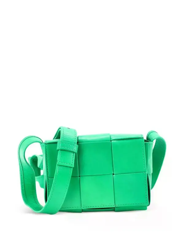 Bottega Veneta Cassette Maxi Intrecciato Leather Candy Crossbody Bag - Green