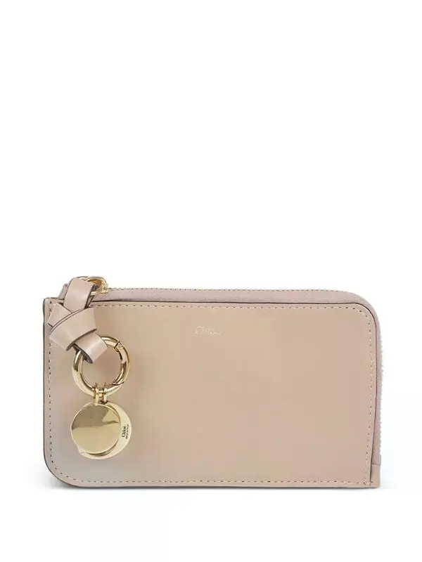 Chloé Alphabet Logo-charm Zipped Leather Card Holder - Neutrals
