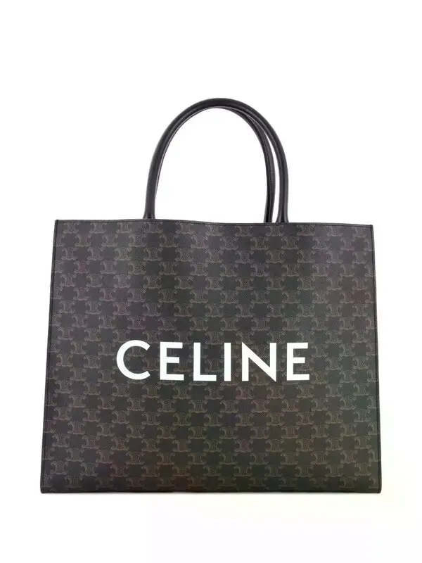 Celine Horizontal Logo Cabas Triomphe Coated Canvas Tote Bag - Brown