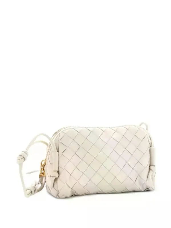 Bottega Veneta Concert Pouch Intrecciato Nappa Mini Crossbody Bag - White