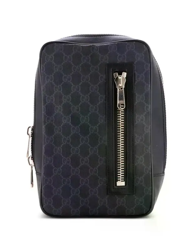 Gucci Soft Zip Sling Bag Gg Coated Canvas - Black
