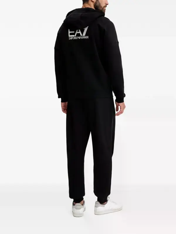 EA7 Logo-embroidered Zip-up Hoodie
