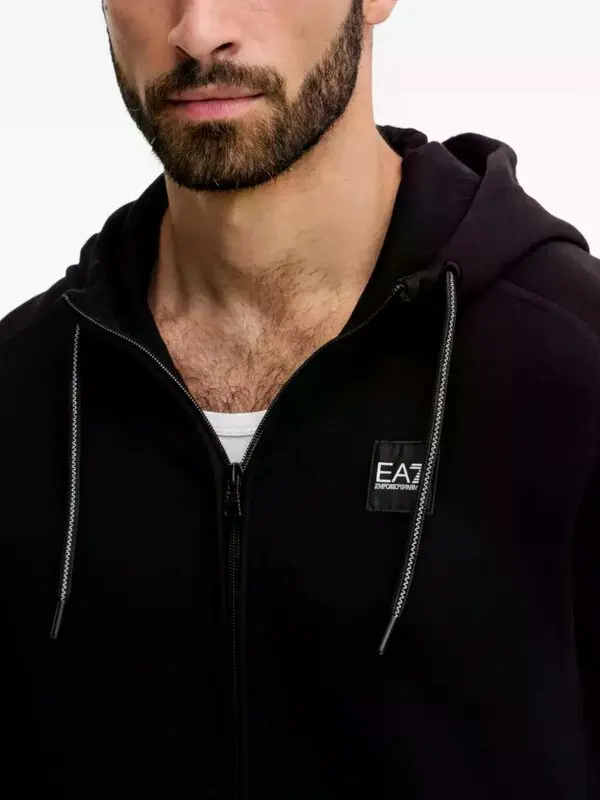 EA7 Logo-embroidered Zip-up Hoodie