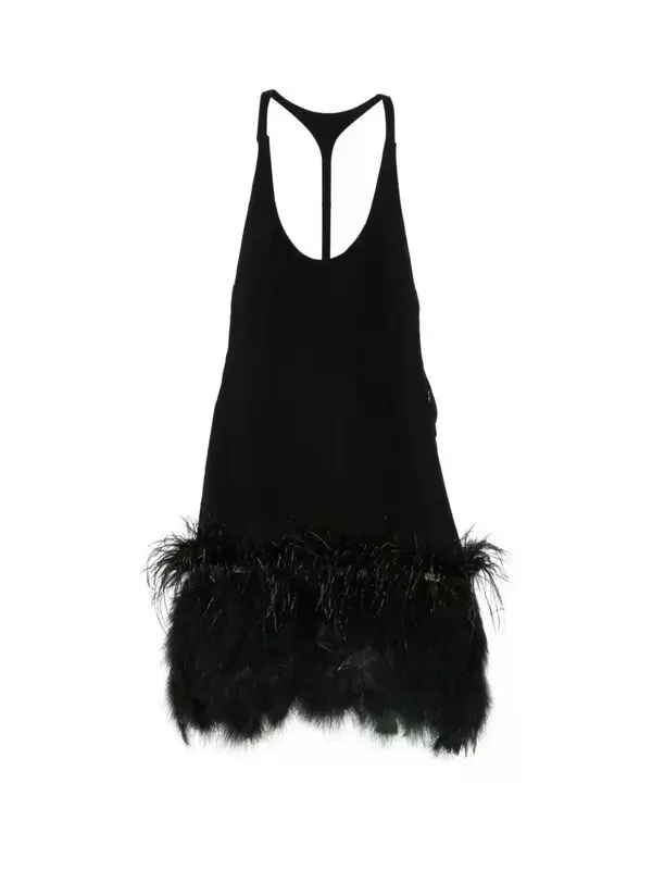 VESTIAIRE D'UN OISEAU LIBRE Feather-trim Mini Dress