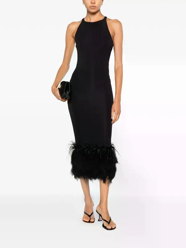 VESTIAIRE D'UN OISEAU LIBRE Feather-trim Crossover-strap Dress
