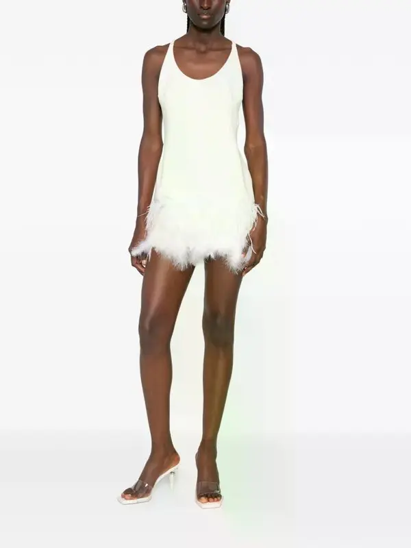 VESTIAIRE D'UN OISEAU LIBRE Feather-trim Backless Mini Dress