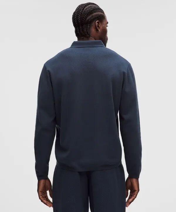 Lululemon Cotton-blend Knit Long-sleeve Polo Shirt