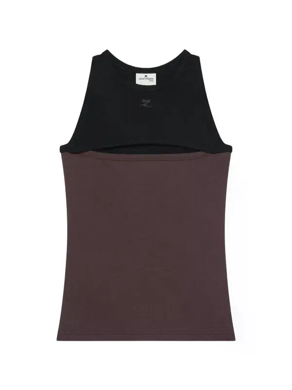 COURREGES Slash Contrast Tank Top - Red