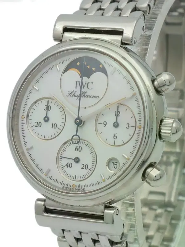 IWC SCHAFFHAUSEN Little Da Vinci 29mm Watch With Moon-phase Indicator And Chronograph - White