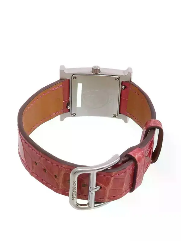 Hermès H Watch 21mm Stainless Steel And Pink Leather Quartz Watch