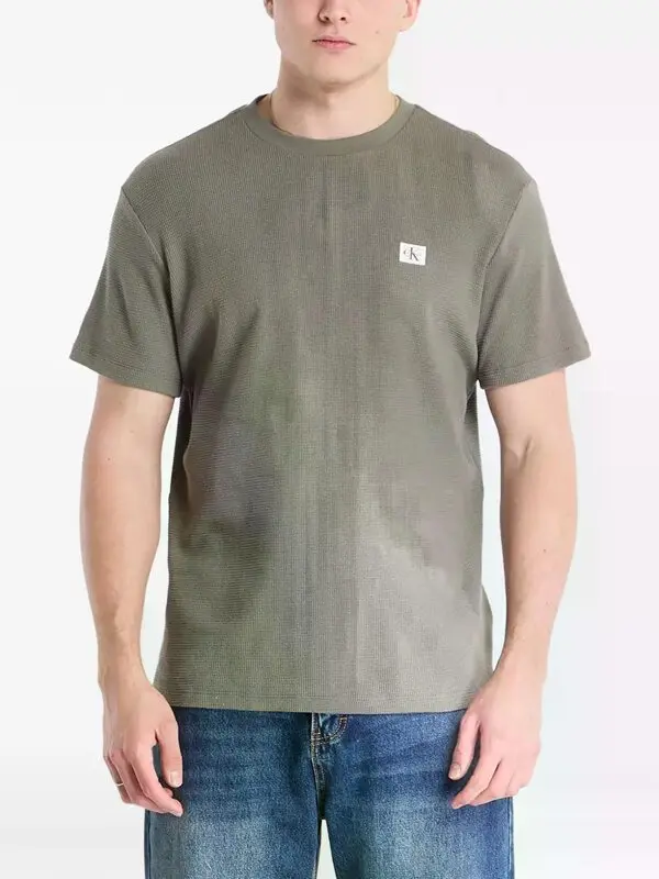 Calvin Klein Waffle-knit Logo-patch T-shirt - Green