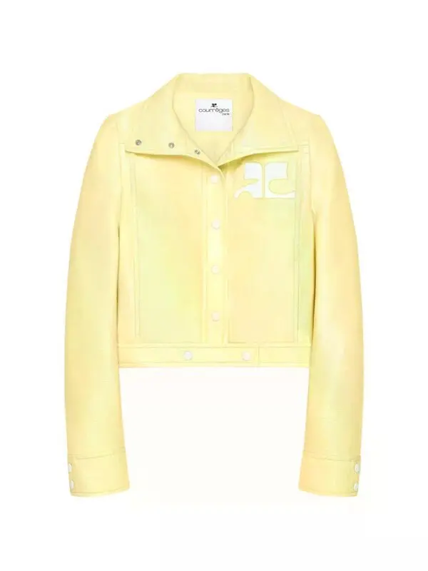 COURREGES Cropped Vinyl-effect Jacket - Yellow