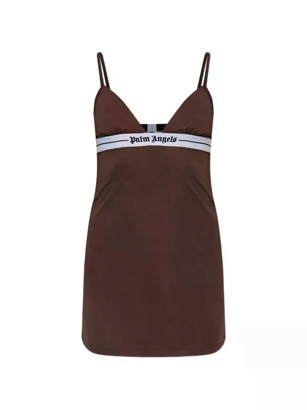 Palm Angels Logo-tape Slip Mini Dress - Brown