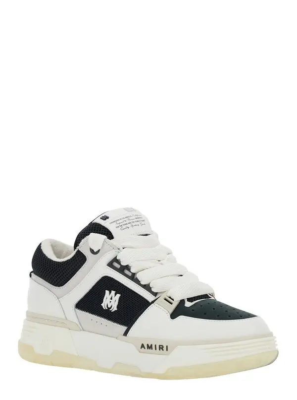 Amiri White And Black Leather And Tech Fabric Chunky Sneakers With Logo Detail - Multicolor