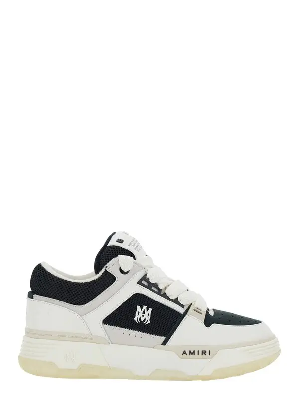 Amiri White And Black Leather And Tech Fabric Chunky Sneakers With Logo Detail - Multicolor