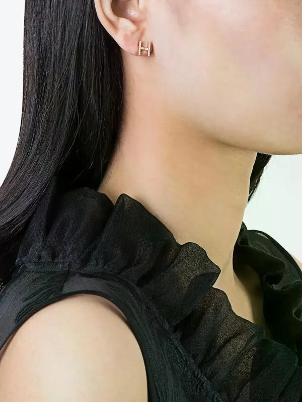 ALINKA 18kt Rose Gold Diamond 'h' Initial Stud Earring