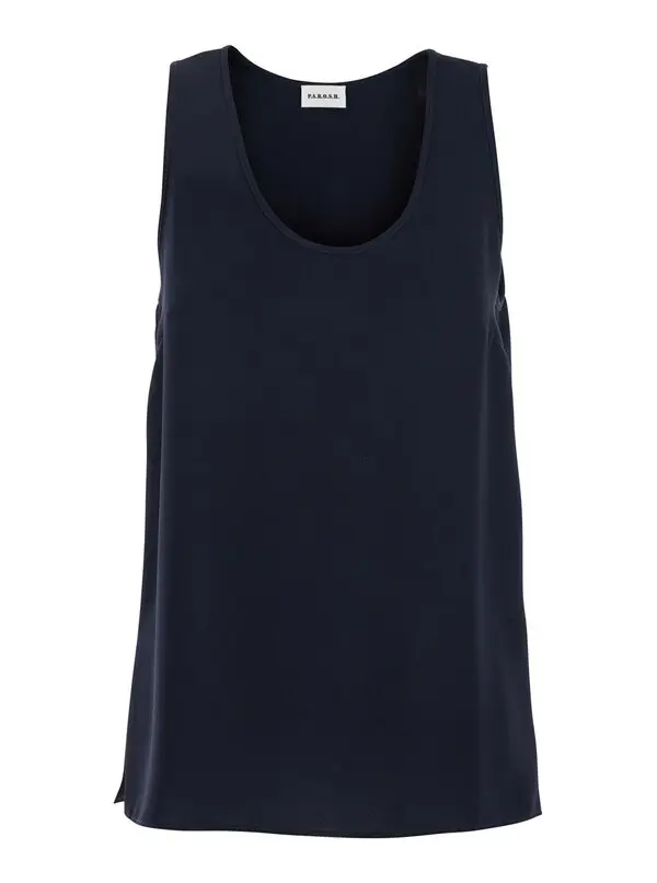 P.a.r.o.s.h Blue Sleeveless Top With Round Neck In Fabric For - Multicolor