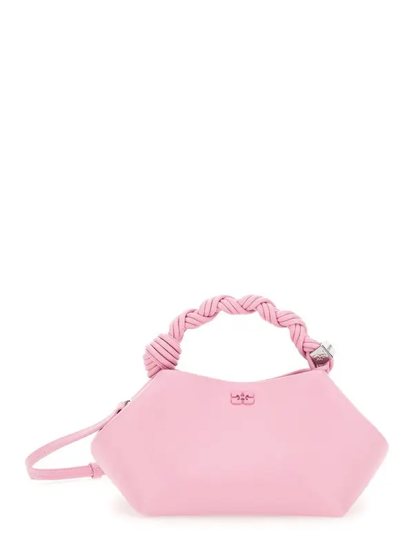GANNI Bou' Pink Handbag 'with Braided Handle And Butterfly Plate On The Front In Leather Blend For - Multicolor
