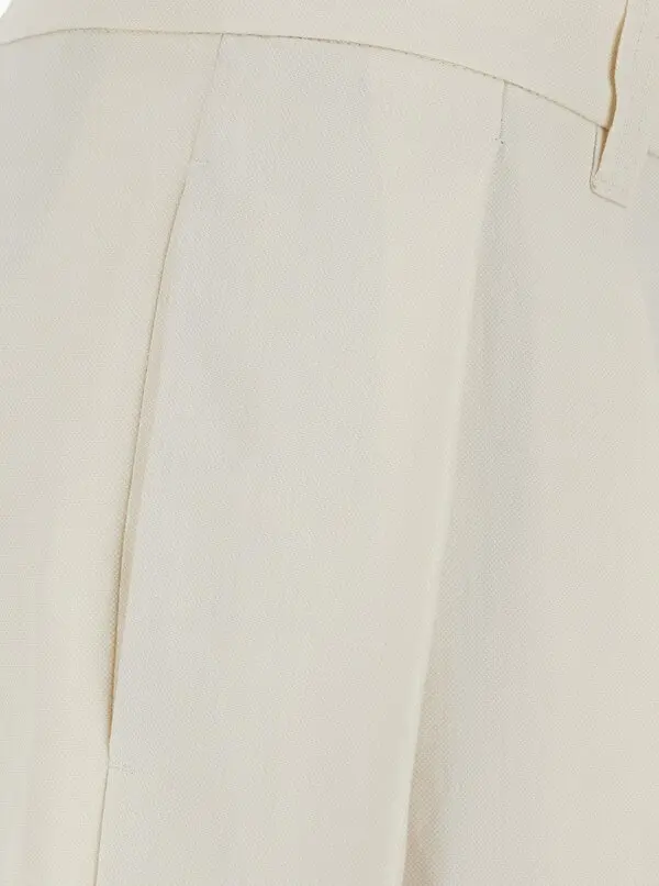 Brunello Cucinelli Wide Leg Pleated Trousers In Viscose And Linen Blend - Multicolor