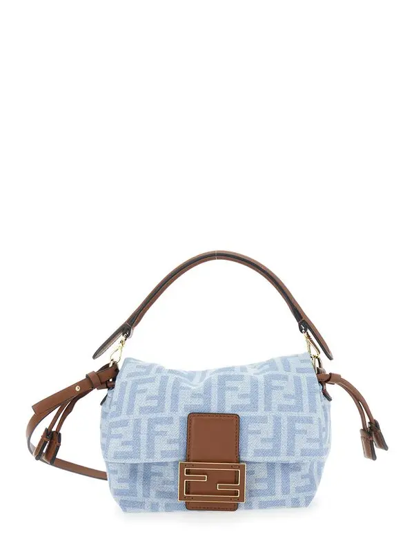 Fendi Baguette Ff Motif Denim Shoulder Bag - Multicolor