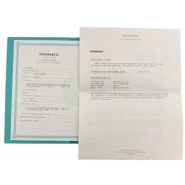 Tiffany & Co. 1.56 Carat Princess Diamond Engagement Ring