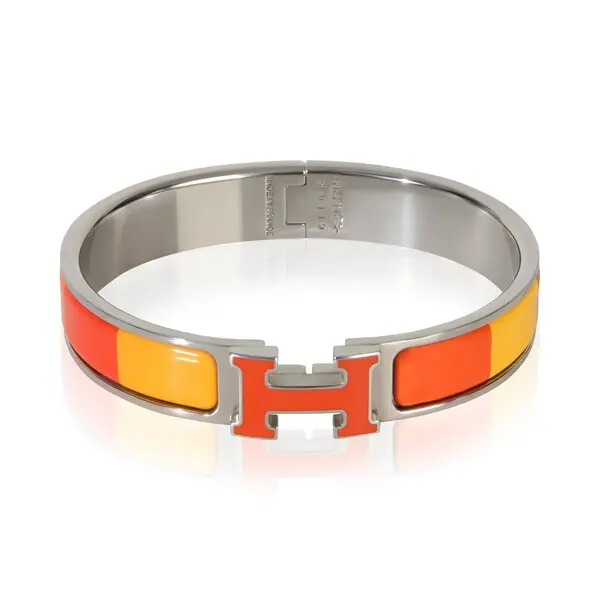 Hermès Clic H Enamel Bangle Bracelet - Palladium_plated