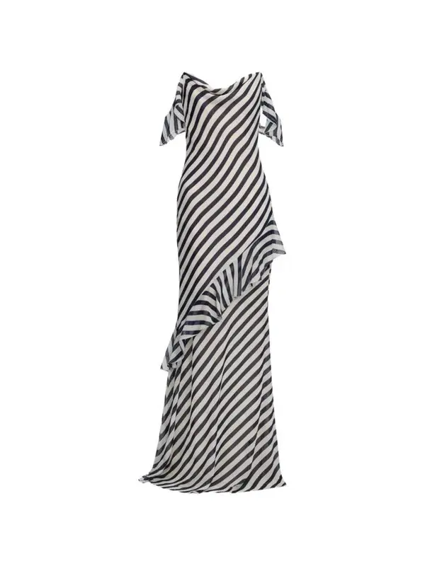 SELF-PORTRAIT Stripe Georgette Maxi Dress - Multicolor