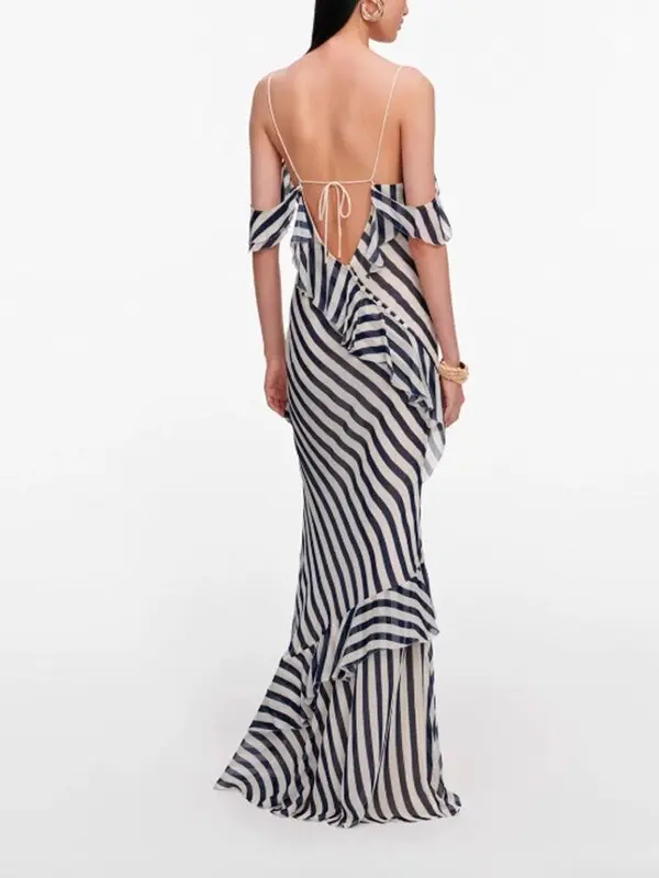 SELF-PORTRAIT Striped Georgette Maxi Dress