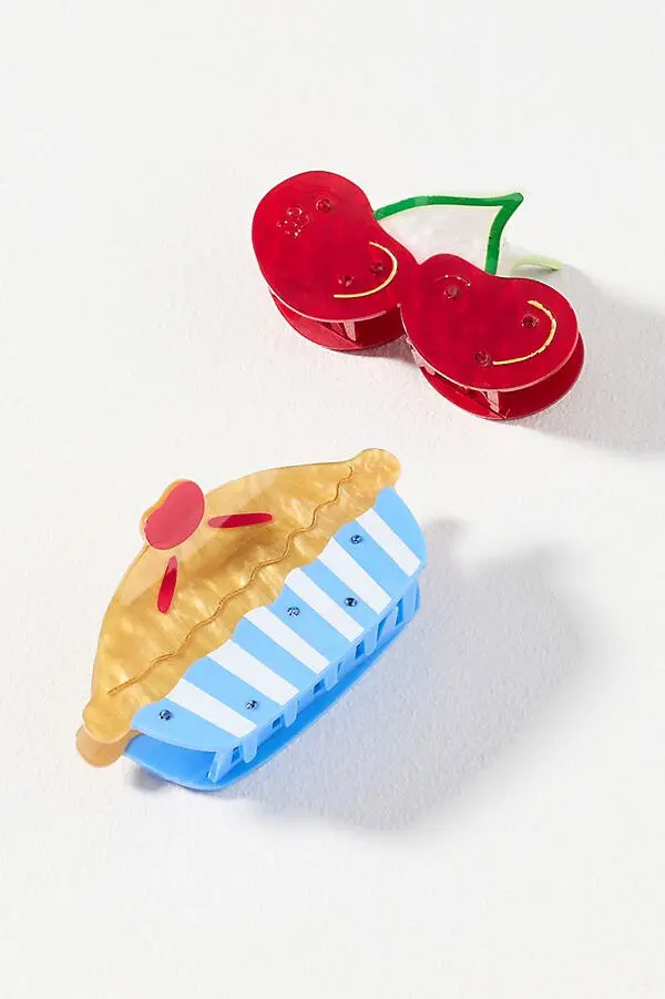 FRASIER STERLING Summer Claw Clips, Set Of 2 - Cherry Pie