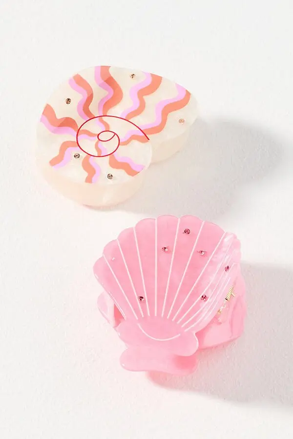 FRASIER STERLING Summer Claw Clips, Set Of 2 - Shell Beach