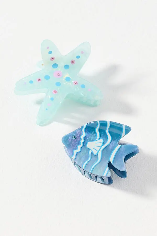 FRASIER STERLING Summer Claw Clips, Set Of 2 - Tide Pool