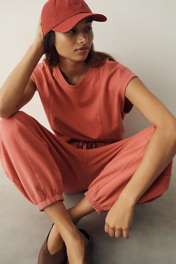 DAILY PRACTICE Short Sleeve Knit Jumpsuit - Cedar