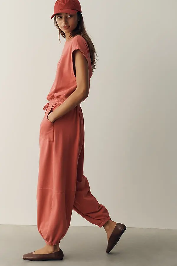 DAILY PRACTICE Short Sleeve Knit Jumpsuit - Cedar