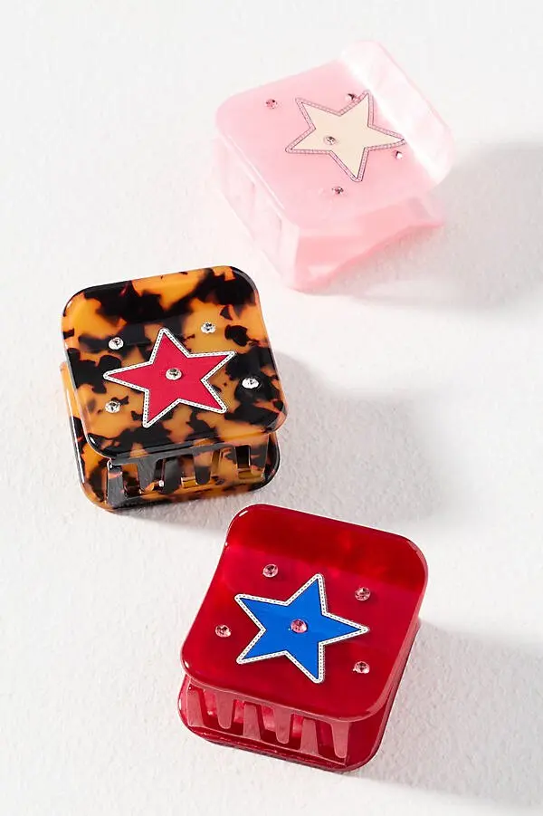 FRASIER STERLING Claw Clips, Set Of 3 - Stars