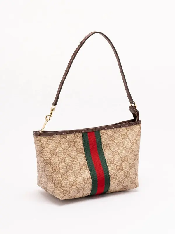 Gucci Monogrammed Canvas Pouch With Web Stripe Detail