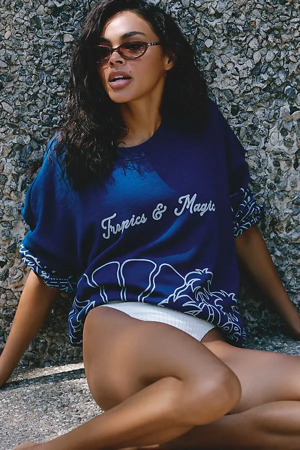 CELANDINE X Tigre Indigo Printed Pullover