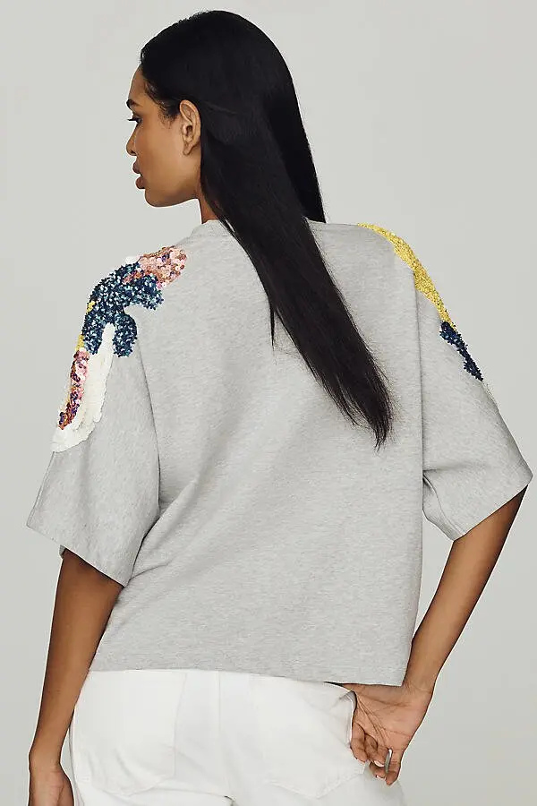 Essentiel Antwerp Embellished Short Sleeve Sweatshirt