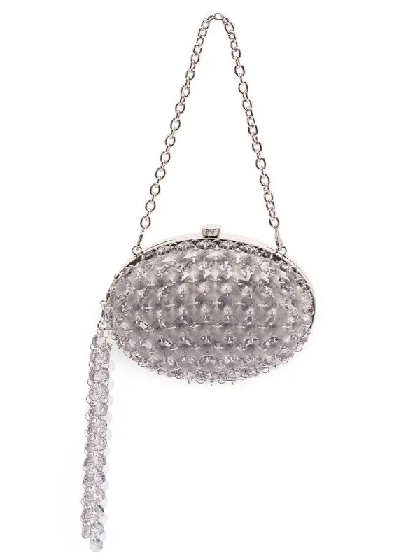 SELF-PORTRAIT Oval Crystal Chain Clutch Bag - Multicolor